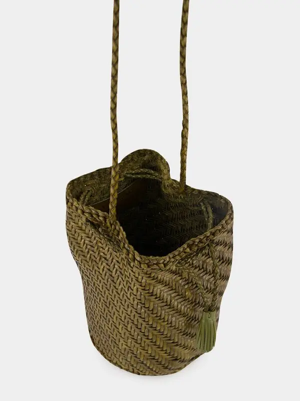 Dragon Diffusion Pompom Double Jump Hand-crocheted Bag - Green