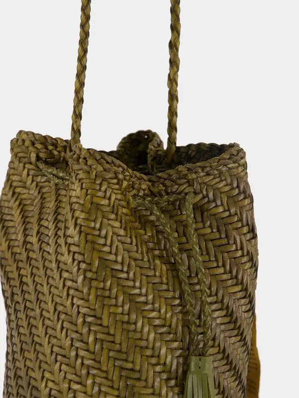Dragon Diffusion Pompom Double Jump Hand-crocheted Bag - Green