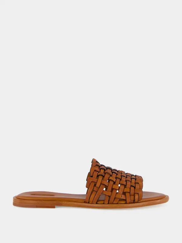 Dragon Diffusion Zig Zag Woven Flat Sandals - Brown