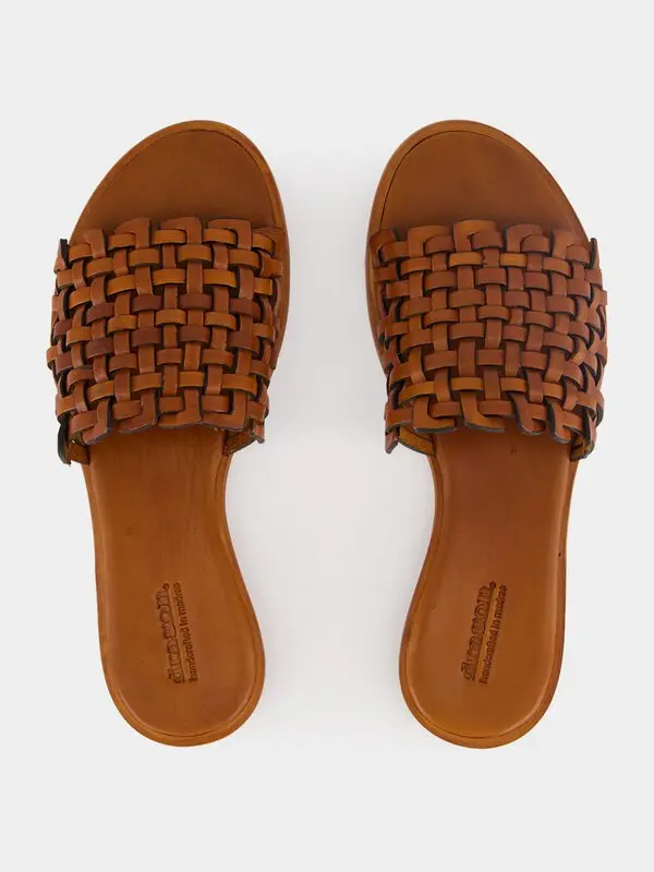 Dragon Diffusion Zig Zag Woven Flat Sandals - Brown