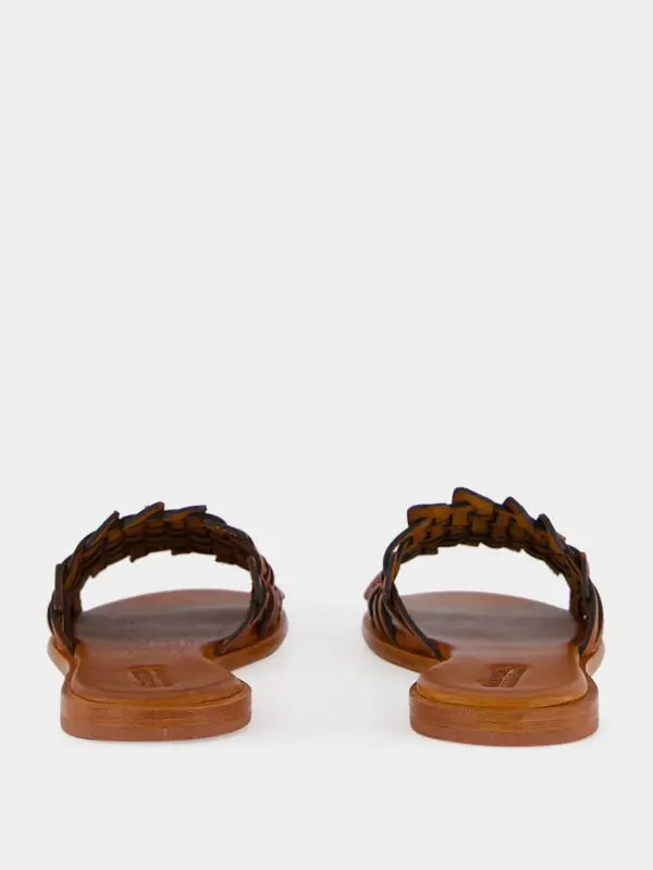 Dragon Diffusion Zig Zag Woven Flat Sandals - Brown