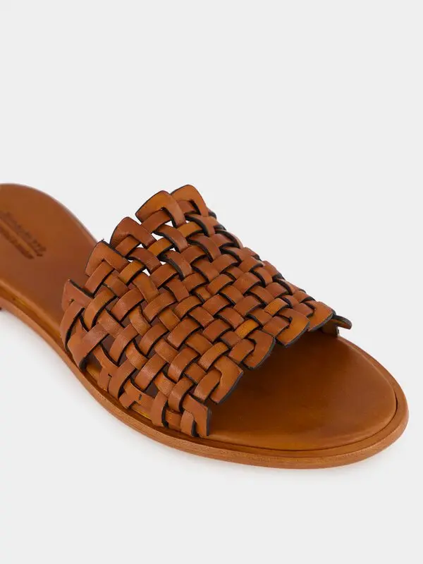 Dragon Diffusion Zig Zag Woven Flat Sandals - Brown