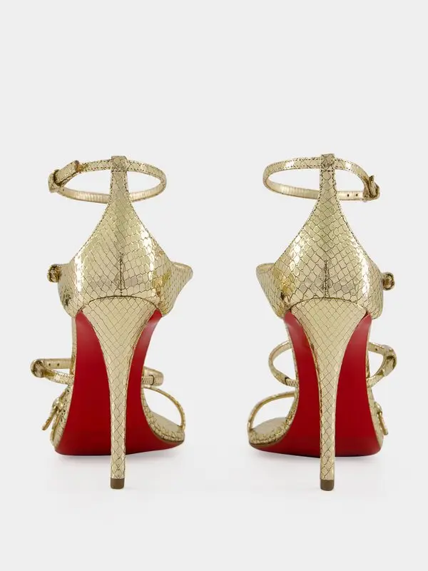 CHRISTIAN LOUBOUTIN Antique Millenium 100 Python Leather Sandals - Gold
