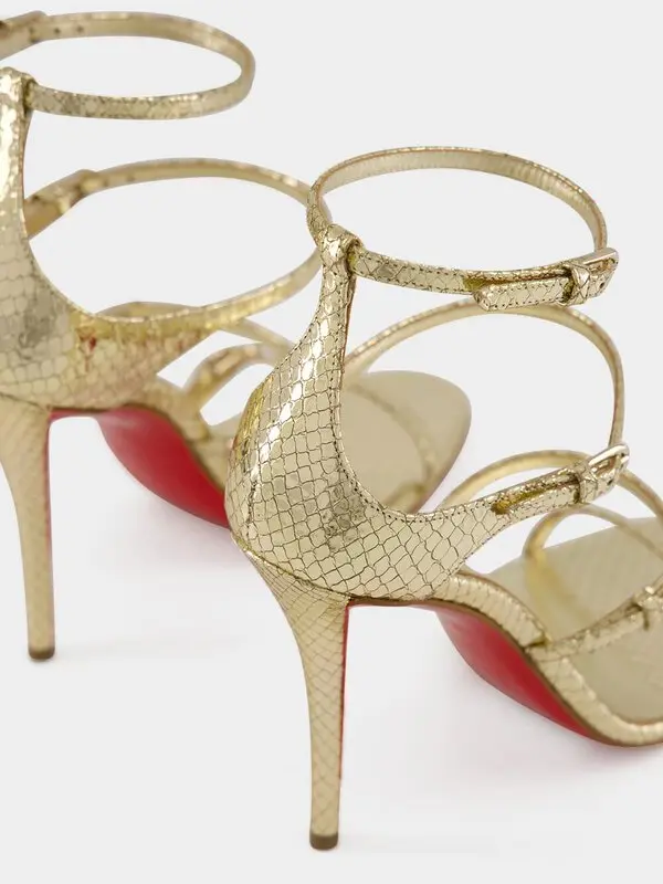 CHRISTIAN LOUBOUTIN Antique Millenium 100 Python Leather Sandals - Gold