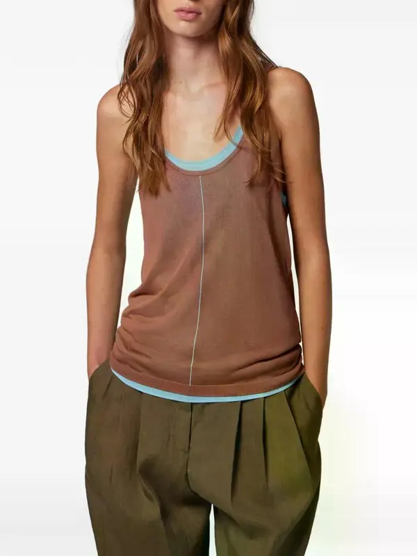 Paul Smith Double-layered Sleeveless Top - Brown