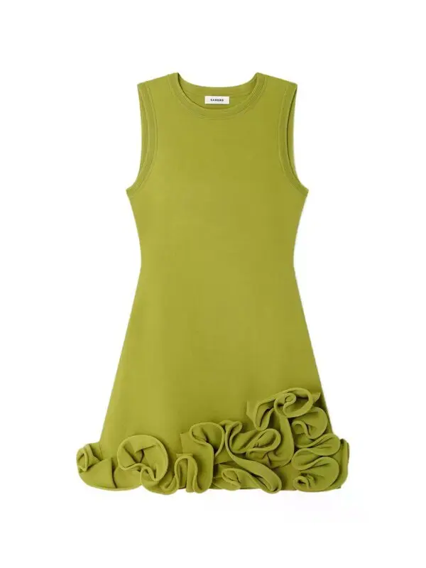 Sandro Ruffled Knitted Mini Dress - Green