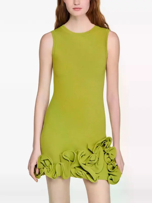 Sandro Ruffled Knitted Mini Dress - Green