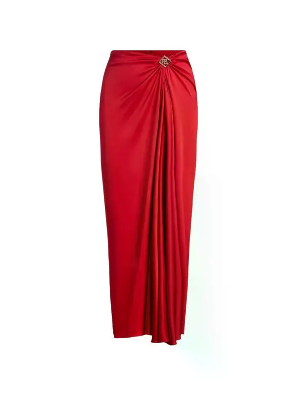 Polo Ralph Lauren Draped Buckle Midi Skirt - Red