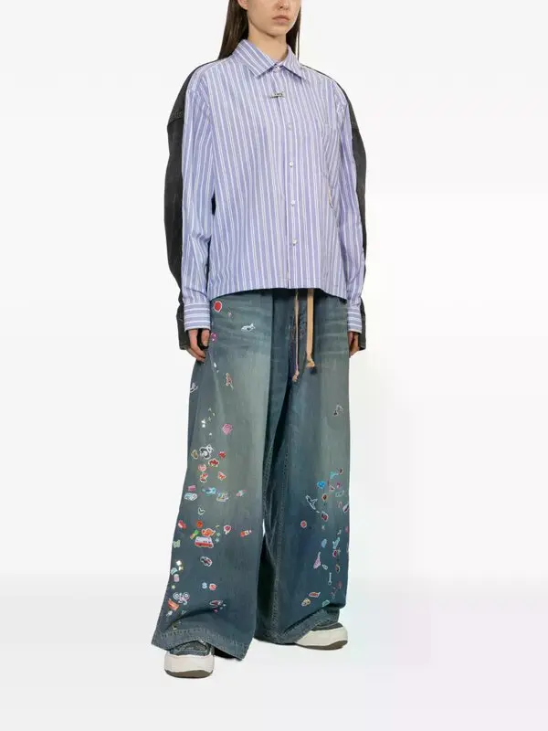 Mihara Yasuhiro Paneled Striped Shirt - Blue