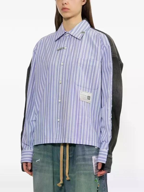 Mihara Yasuhiro Paneled Striped Shirt - Blue