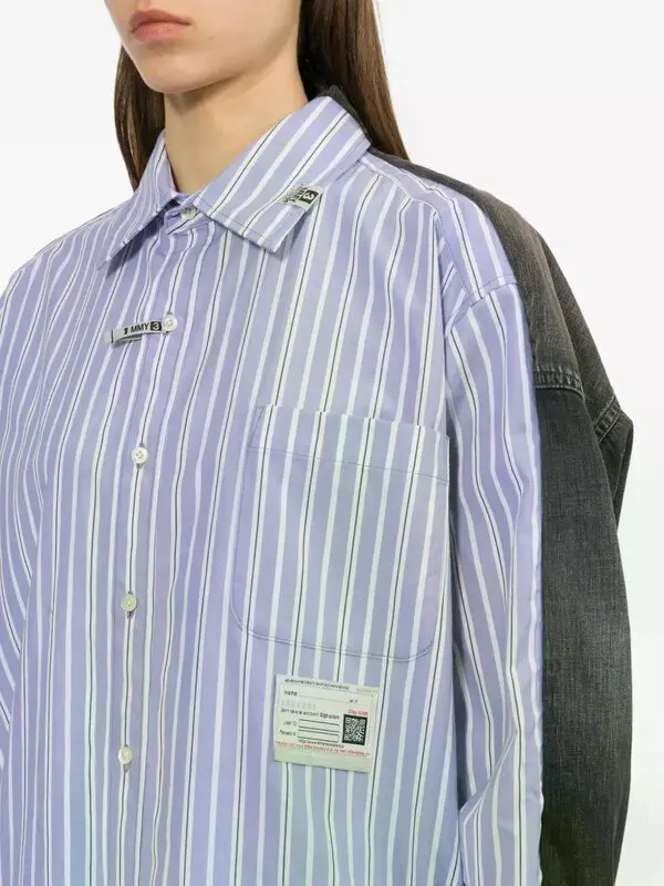 Mihara Yasuhiro Paneled Striped Shirt - Blue
