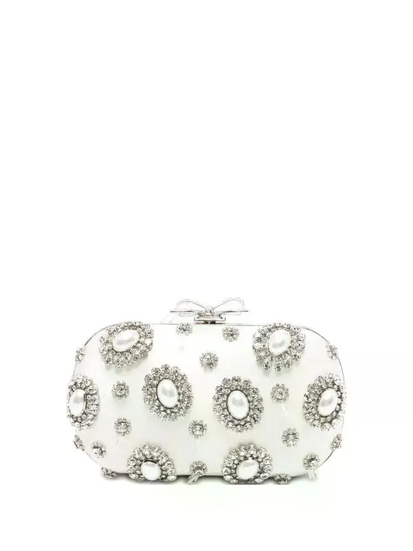SELF-PORTRAIT Crystal-embellished Clutch - White