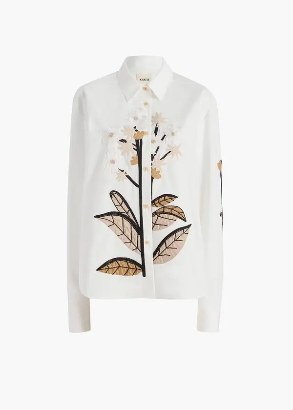 Khaite Argo Embroidered Top - Chalk