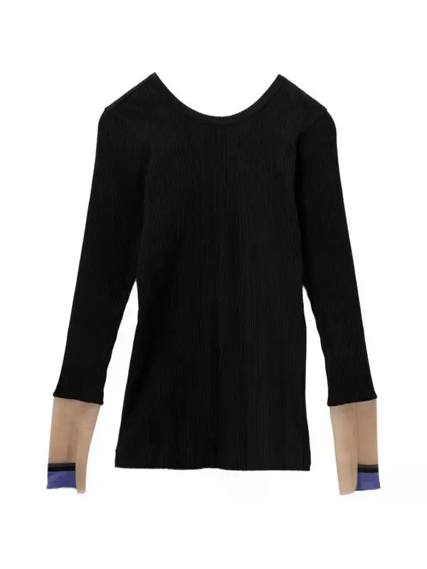 Toga Ribbed Long-sleeved Top - Black