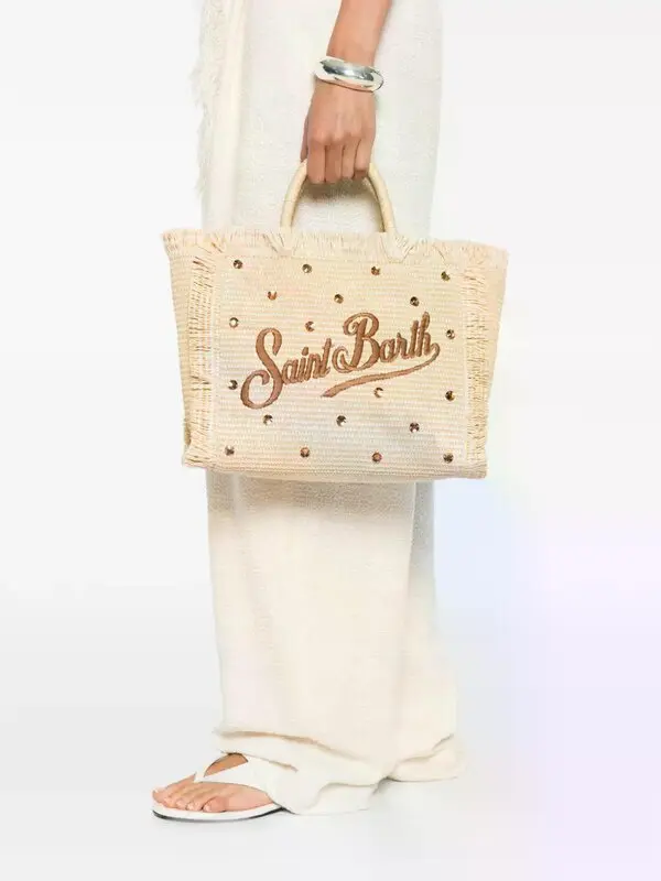 MC2 SAINT BARTH Colette Crystal-embellished Tote Bag - Neutrals