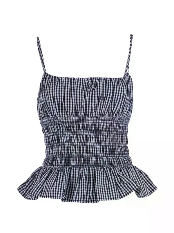 Michael Kors Gingham Smocked Top - Black