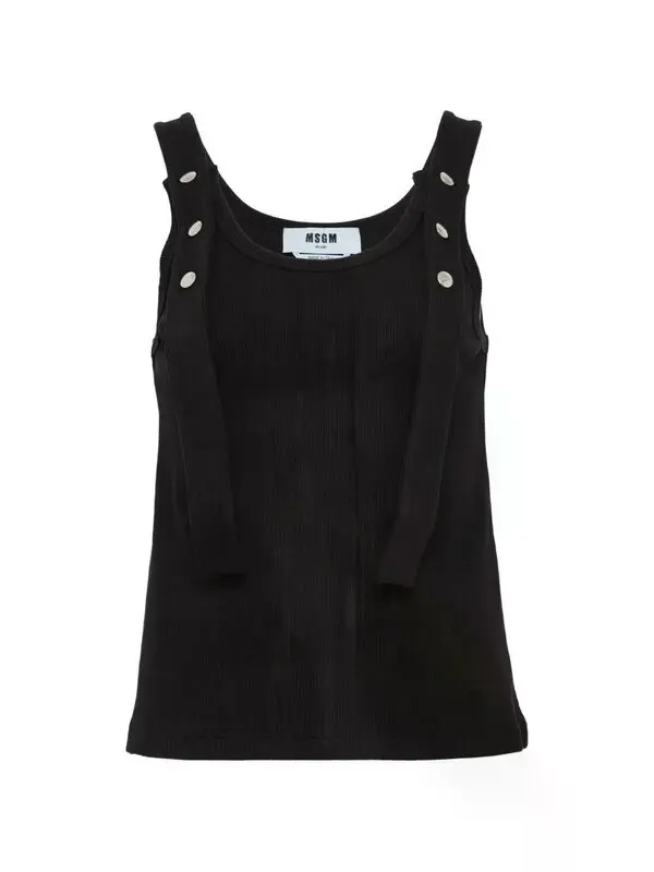 MSGM Button-detail Ribbed Tank Top - Black