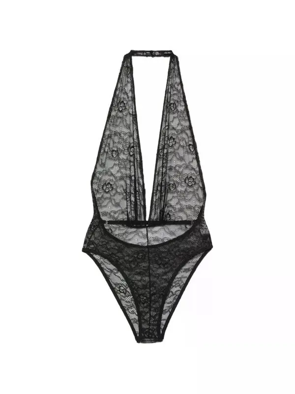 Alchemy Fashions Lia Lace Halterneck Bodysuit - Black