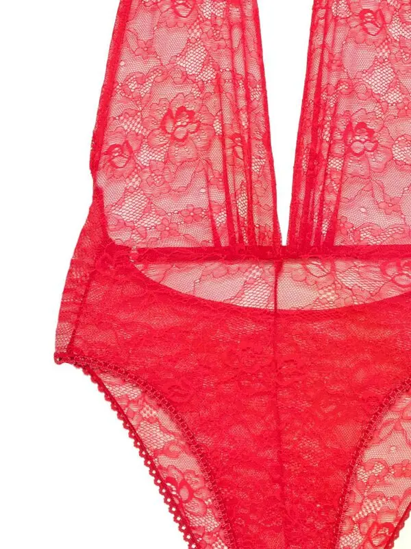 Alchemy Fashions Lace Halterneck Bodysuit - Red