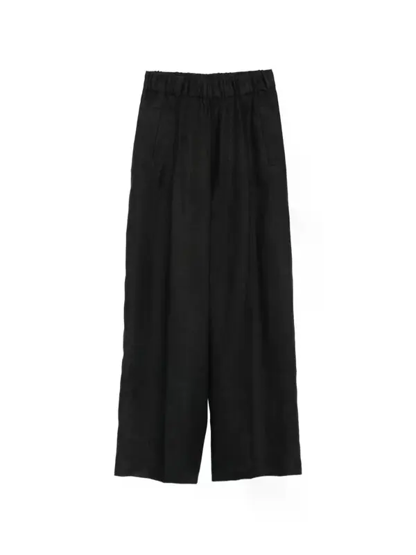 SEMICOUTURE Elasticated-waist Wide-leg Trousers - Black