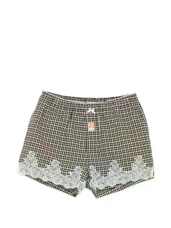Martine Rose Lace-trim Check Shorts - Black