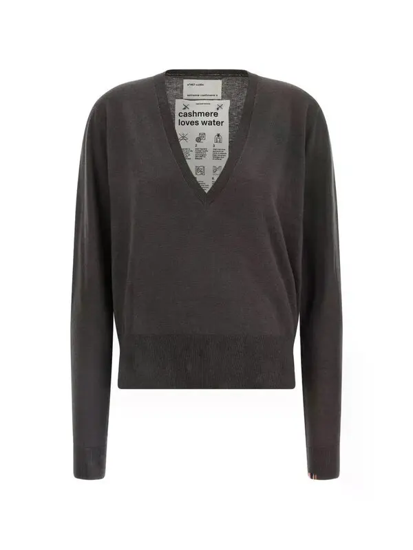 EXTREME CASHMERE X V-neck Long-sleeved Sweater - Grey