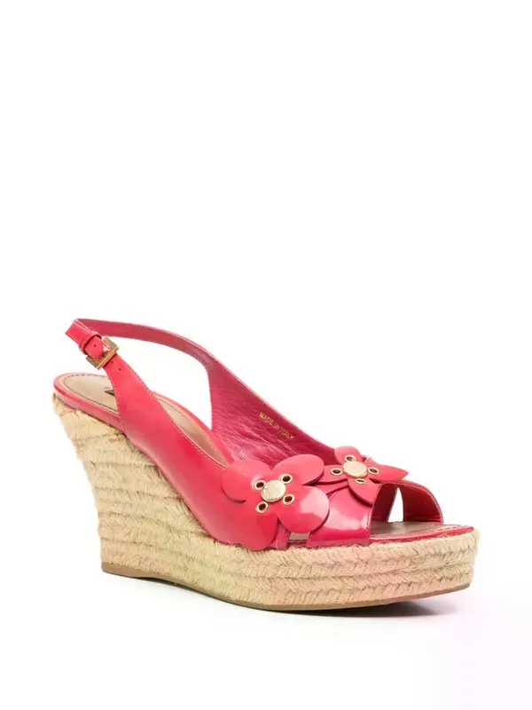 LOUIS VUITTON Floral-appliqué Wedge Espadrilles