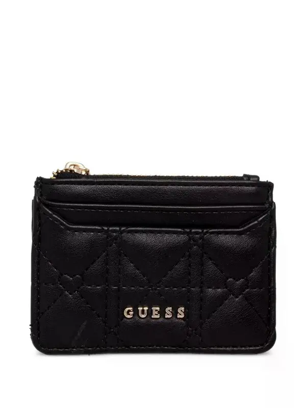 Guess Quilted Cardholder And Keychain Set - Black