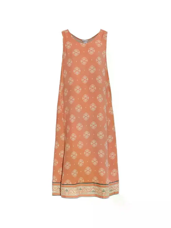 Hanro Geometric-print A-line Midi Dress - Orange
