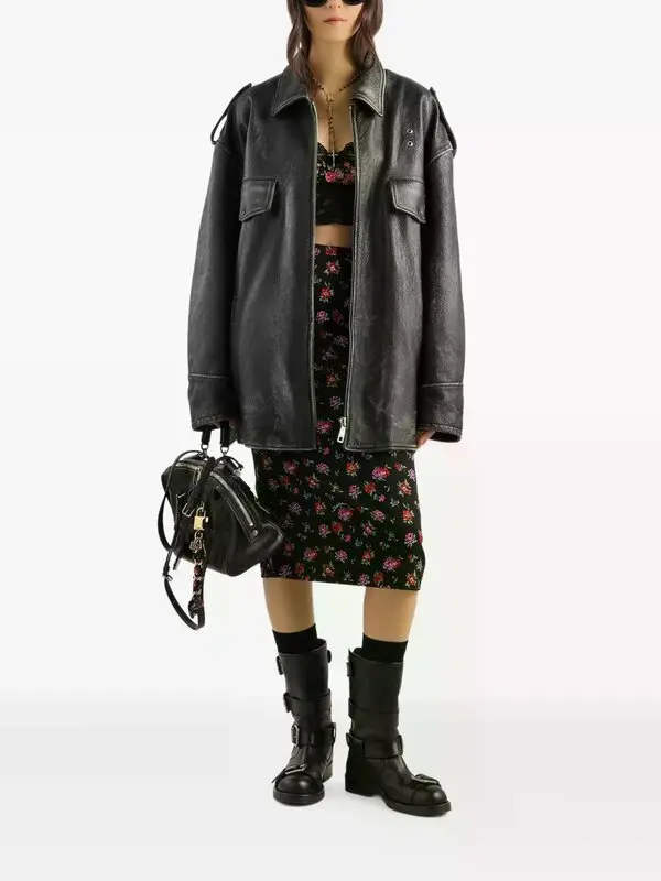 Dolce & Gabbana Leather Zip-up Coat