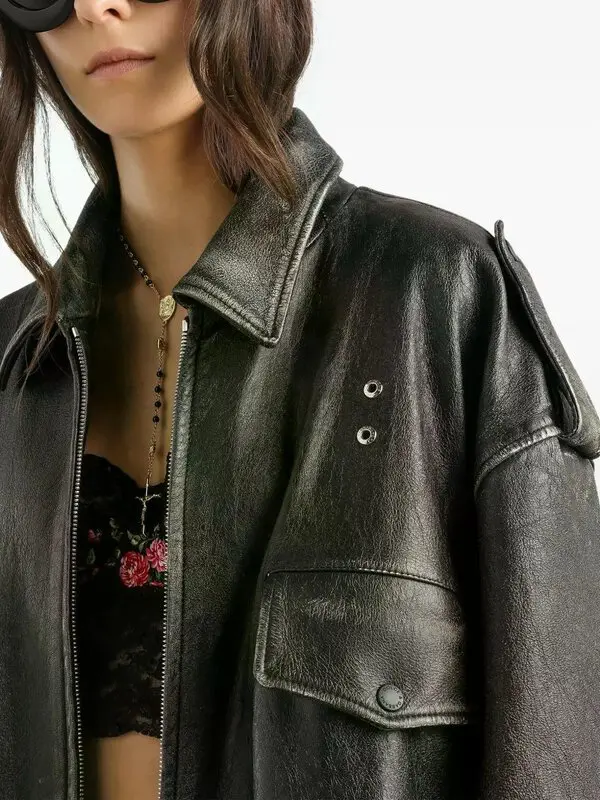 Dolce & Gabbana Leather Zip-up Coat