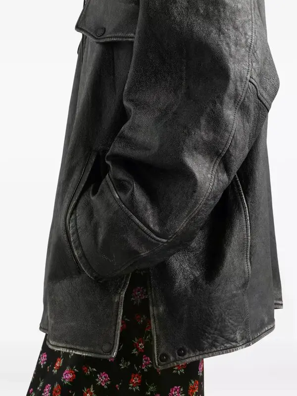 Dolce & Gabbana Leather Zip-up Coat