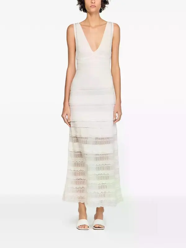 Sandro Pointelle knit Maxi Dress - White