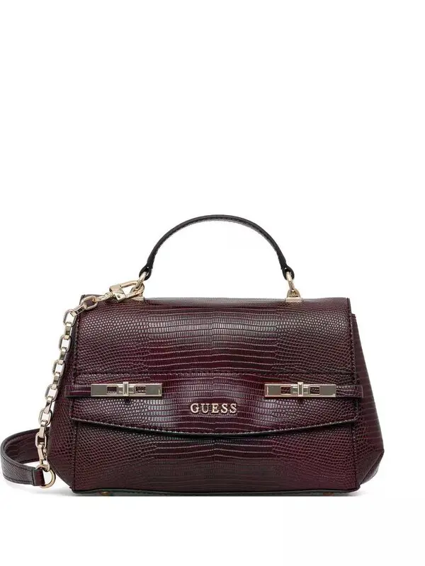 Guess Lizard-effect Chain Satchel - Red