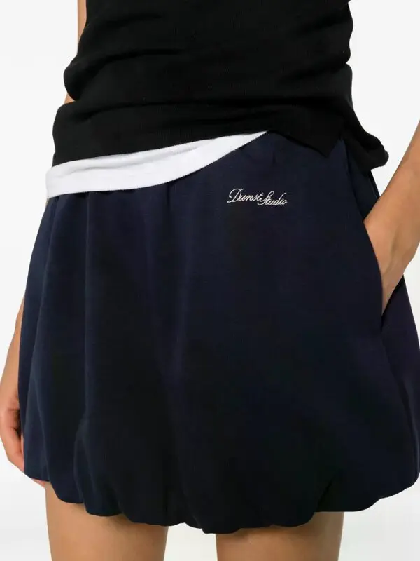 DUNST Bubble-hem Gathered Mini Skirt - Blue