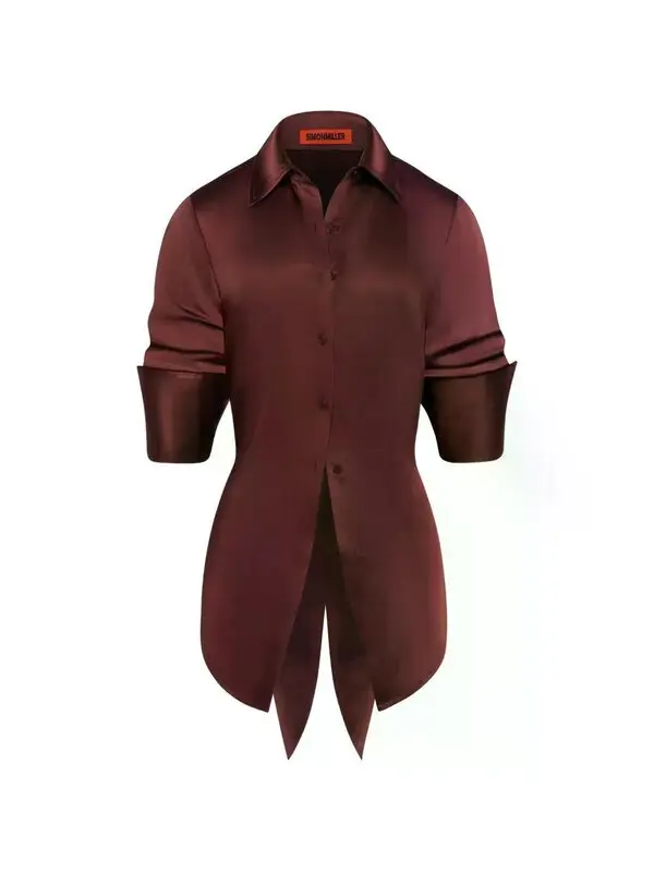 SIMONMILLER Loch Open-back Satin Shirt - Brown