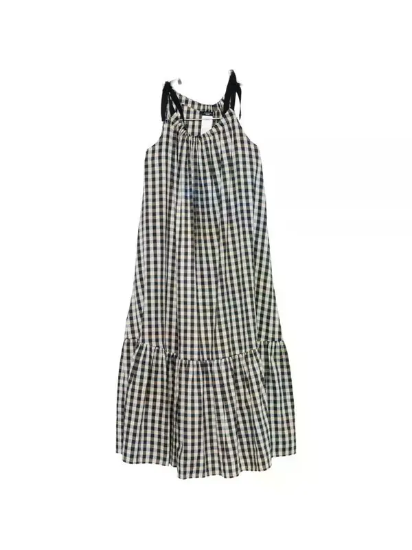 Max Mara Gingham-check Tiered Dress - Black