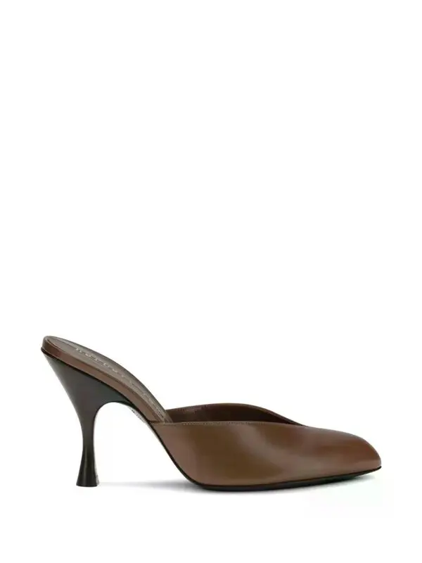 HERBERT LEVINE Pointed-toe Leather Mules - Brown