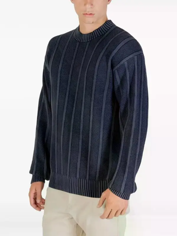 BOSS Vertical-stripe Textured-knit Sweater