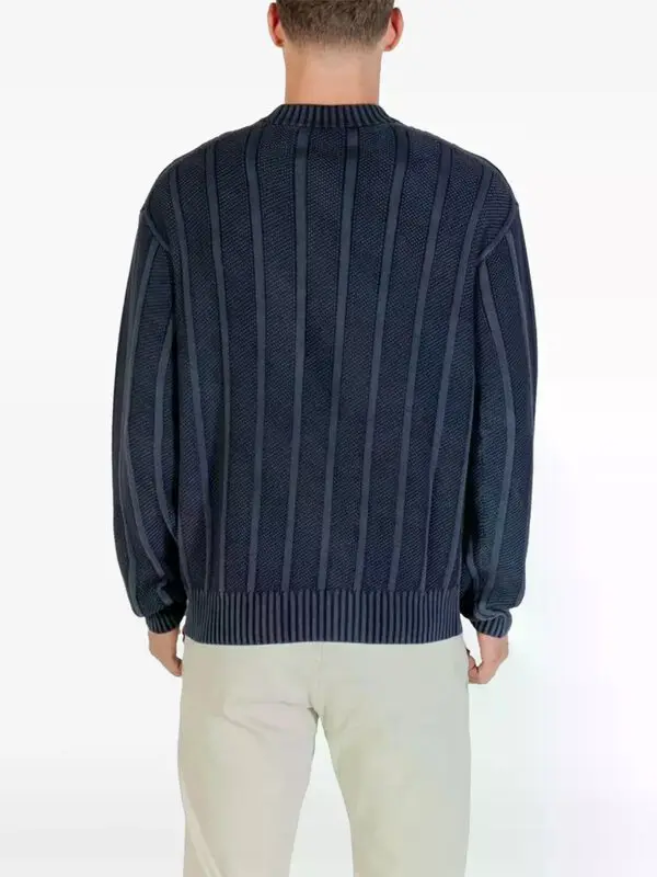 BOSS Vertical-stripe Textured-knit Sweater