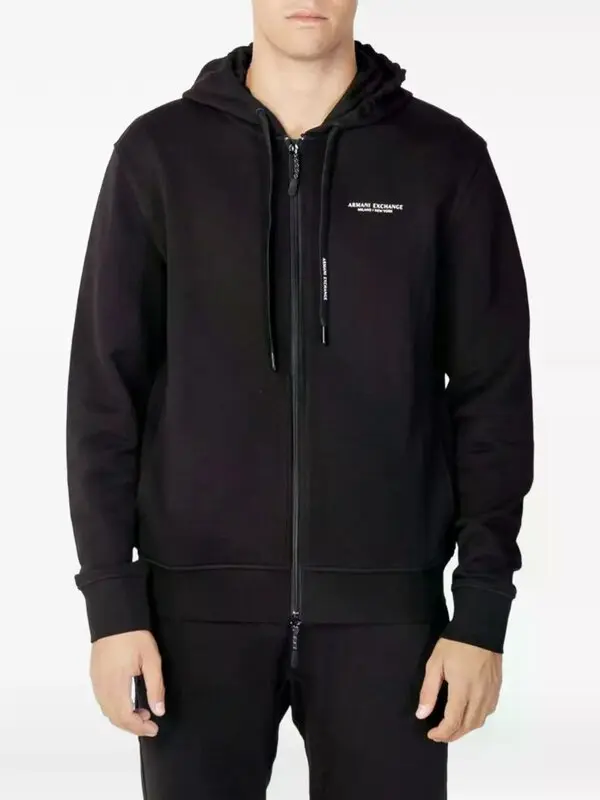 Armani Exchange Logo-print Zip-up Hoodie - Black