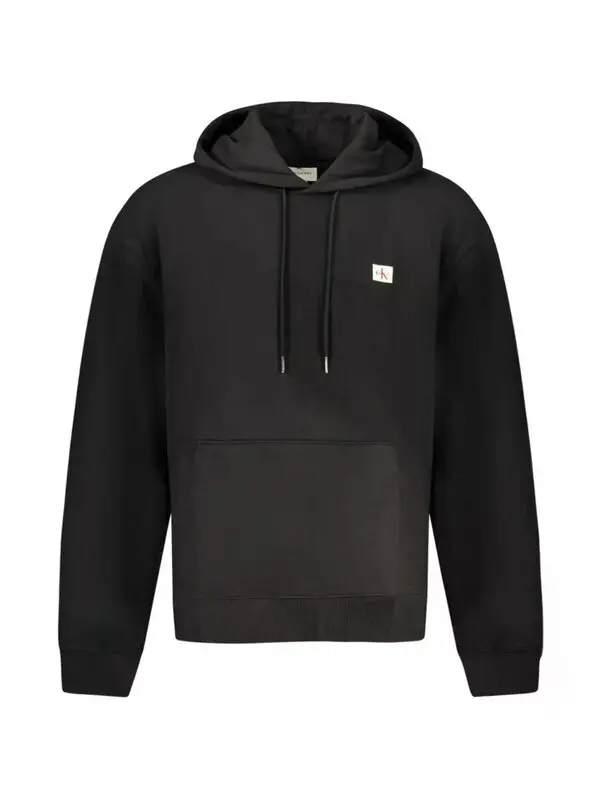 Calvin Klein Logo-patch Drawstring Hoodie - Black