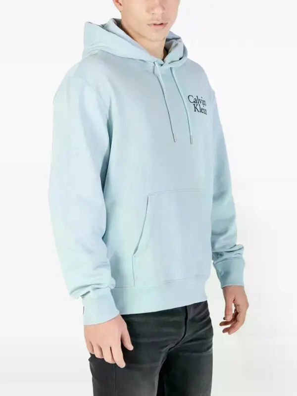 Calvin Klein Logo-print Drawstring Hoodie - Blue