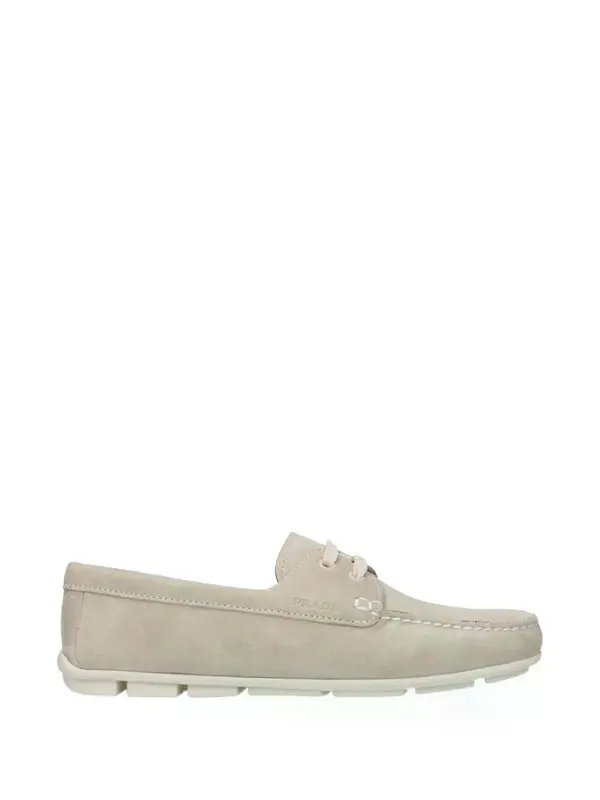 Prada Lace-up Suede Loafers - Neutrals