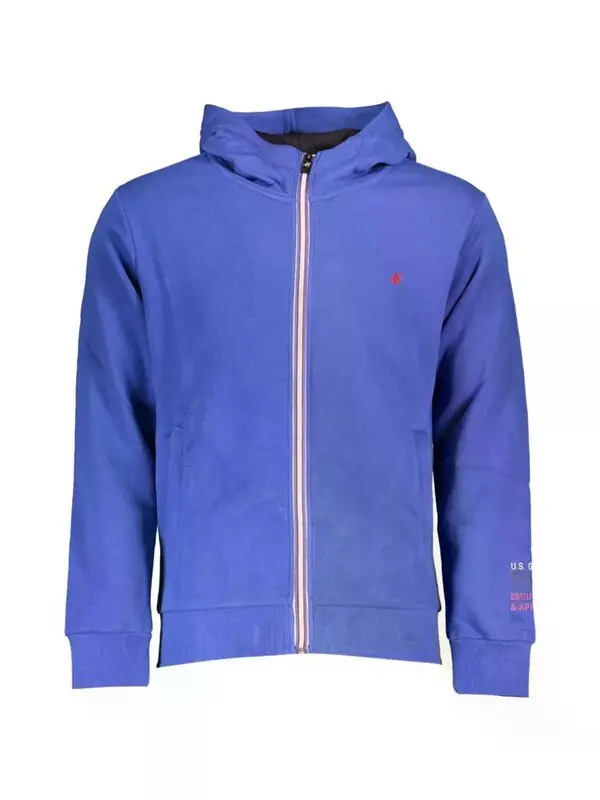 U.S. GRAND Logo-embroidered Zip-up Hoodie - Blue