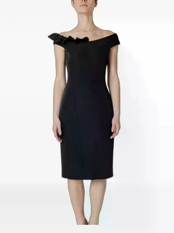 SANDRO FERRONE Ruffle-detail Off-the-shoulder Dress - Black