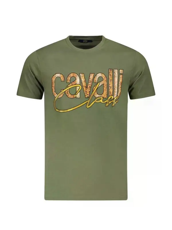 Roberto Cavalli Snakeskin-textured Logo T-shirt - Green