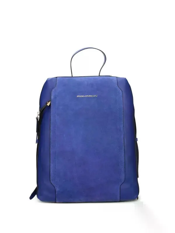 PIQUADRO Leather Suede-panelled Backpack - Blue
