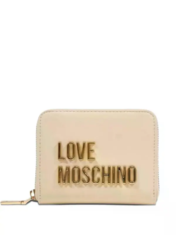 Moschino Logo-plaque Zipped Wallet - Neutrals