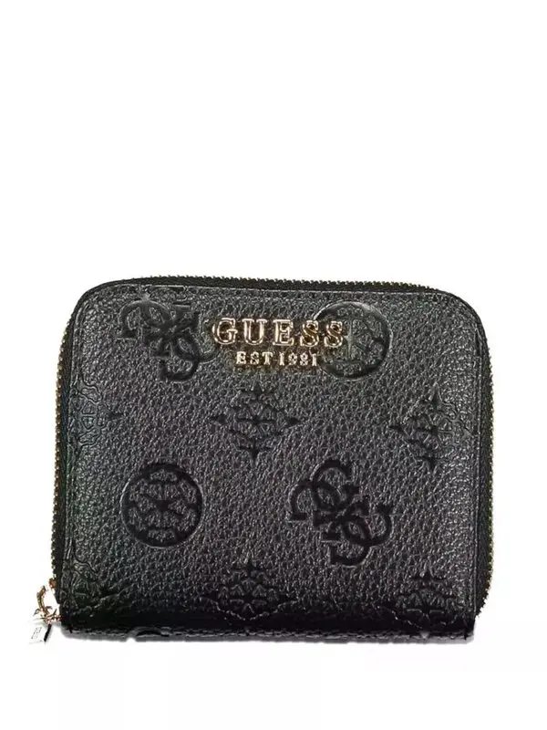Guess Debossed Logo-pattern Wallet - Black
